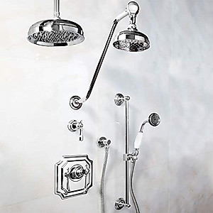 Signature Hardware 920925-8 Vintage Pressure Balanced Shower System with Shower Heads, Hand Shower, Slide Bar, Bodysprays, Shower Arms, Hose and Valve Trim - Valve Included