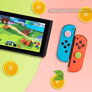 4 PCS Fruit Design Thumb Grip Caps for Switch, SAMERIVER Hestia Goods Joystick Cap for Nintendo Switch & Lite, Soft Silicone Cover for Joy-Con Control