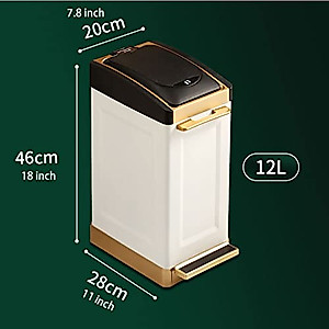 Trash Bin Trash Can Wastebasket Kitchen Trash Can, Pedal Bin with Lid, Garbage Can Trash Bin Stainless Steel Step Bin, Plastic Inner Bucket, Soft Closure Garbage Can Waste Bin (Color : C, Size : 12L