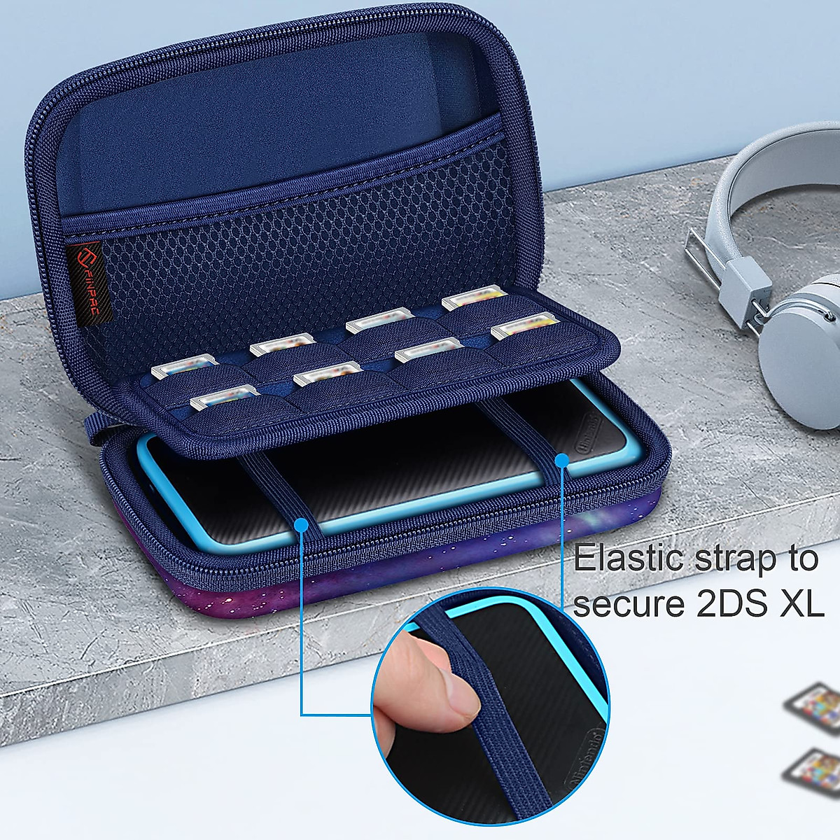 Fintie Carrying Case for Nintendo New 3DS XL LL / 2DS XL, Protective Hard Shell Portable Travel Cover Pouch with Game Card Slots & Inner Pocket, Galaxy