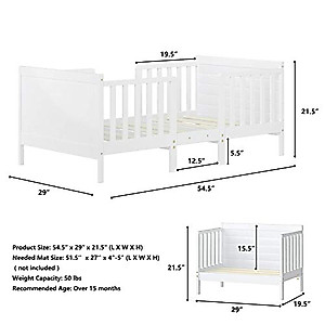 Costzon 2 in 1 Convertible Toddler Bed Frame, Converts to Two Chairs, Classic Wood Kids Bed w/Double Side Safety Guardrails, Footboard for Extra Safety, Fits Full Size Crib Mattress (White)