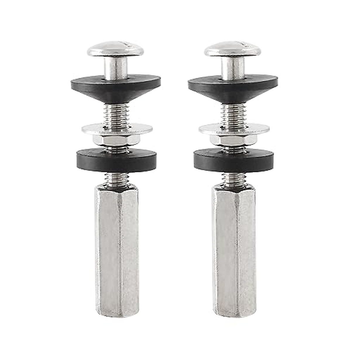 Rierdge 2 Pcs Toilet Tank to Bowl Bolts Kit, Universal Heavy Duty Stainless Steal Toilet Tank to Bowl Bolts with Rubber Washers and Extra Long Nuts
