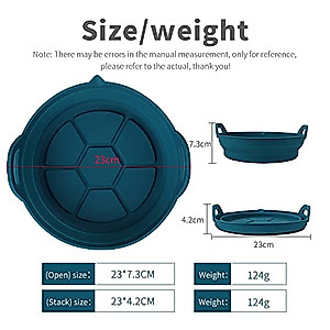 Qiaoer 3 Pack Air Fryer Silicone Liners,8.3 Inch Round Air Fryer Silicone Basket,Heat Resistant Easy Clean Air Fryer Oven Accessories,Foldable Reusable Silicone Bowl(Z03-Pink Green Grey)