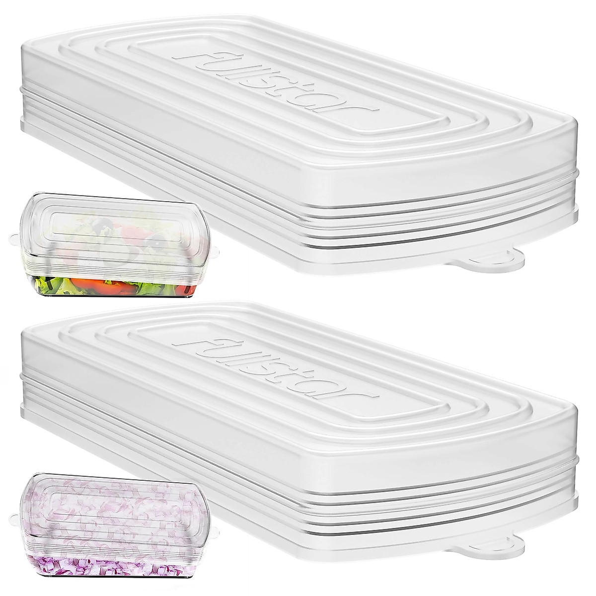 2 Pack Silicone Stretch Lids (Exclusive for Fullstar Choppers and Mandoline Slicers) - Silicone Covers for Food Storage - Silicone Lids - Reusable Silicone Stretch Lids and Food Covers