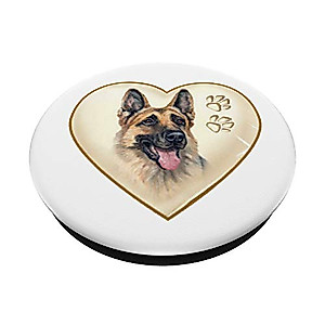Dog, Pet, German Shepherd, Puppy, Heart, Paws, Pop-Socket PopSockets PopGrip: Swappable Grip for Phones & Tablets
