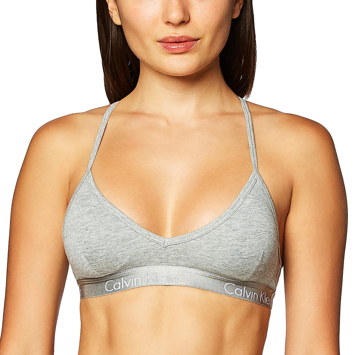 Calvin Klein Motive Cotton Lightly Lined Bralette Grey Heather