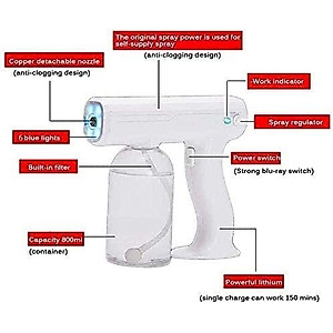 BerlinVV Handheld Sprayer Fogger Machine 0-20Μm Cordless Fogger Machine Disinfectant,Handheld USB Rechargeable ULV Electric Sprayer Nano Atomizer,Suitable for Home Office School Garden Outdoor