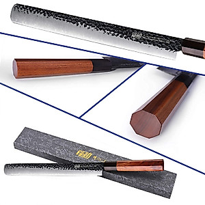 FINDKING Dynasty Series 12" Clad Steel Brisket Ham knife and Magnetic Walnut Knife Edge Guard