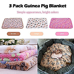 IAIGOGO Guinea Pig Blanket 3 Pack Small Animal Fleece Cage Liners Pet Warm Sleep Bedding Mat Hamster Carpet Bath Towel Quilt Cage Pad for Hamster Rabbit Ferrets Chinchillas