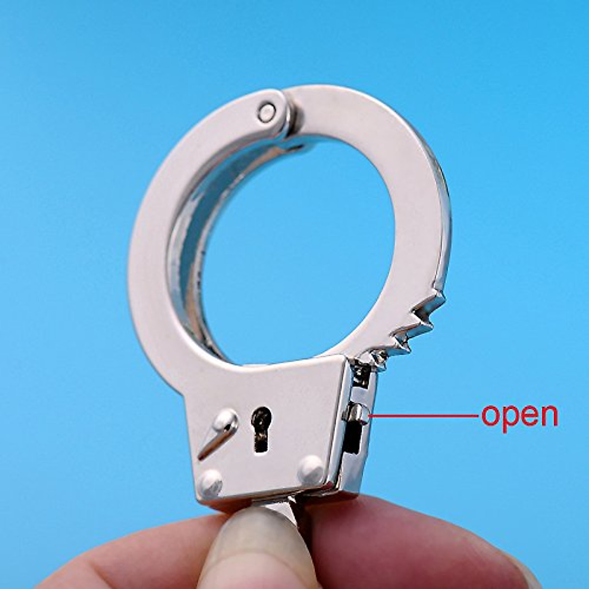 Warmtree 2 Pcs Mini Handcuffs Metal Keychain Keyring, Silver