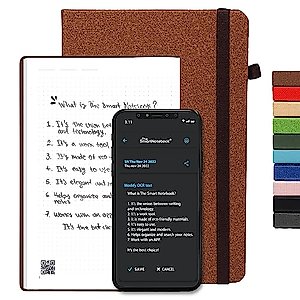 THESMARTNOTEBOOK Letter Dotted Luxury Hard Cover | 190 Pages | 100g | Eco-Friendly Smart Note-Taking | Free App for Digital Note-Taking and Organization | Brown