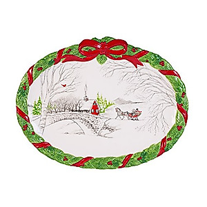 Fitz and Floyd Vintage Holiday Serving Platter Tray, Standard, Multicolored