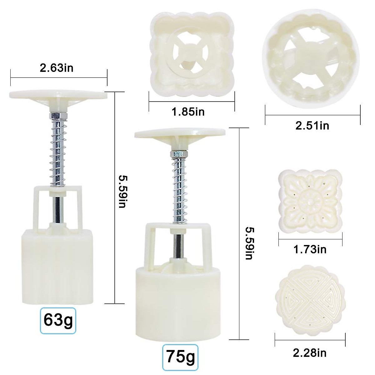 2 Sets Mooncake Mold Press with 11 Stamps, SENHAI Round Flower and Square Flower Decoration Tools for Baking DIY Cake Cookie Biscuit Desser