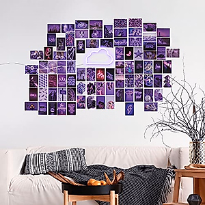 AESTHETIC AURORA 85 PCS 4x6" Photo Wall Collage Kit, Aesthetic Posters & Cloud LED Lights For Bedroom, Picture Collage Kit For Wall Aesthetic Indie Room Decor & Neon signs, Double Sided Tape Included