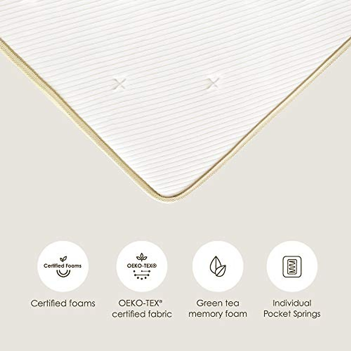 Mellow 10 Inch LAGOM Elite Hybrid Mattress, Made in USA, CertiPUR-US Certified Foams, Oeko-TEX Certified Eco Cover, Green Tea Infused Memory Foam and Pocket Springs, Quilted Comfort Top, Full