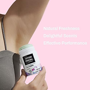 Atom Fresh Lab Natural Deodorant, Long-Lasting Odor Control, Solid Stick, Aluminum Free, Baking Soda Free and Skin Safe, 2.3 Oz (Lily & Jasmine)