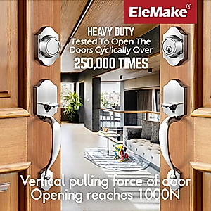 Voltstorm Front Door Lock Set - Double Door Handle Sets with Deadbolt, Door Lock with Handle Lever for Right and Left Hand, Double Cylinder Handleset Satin Nickel for Front Door Entrance Airbnb