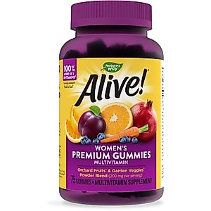 Nature’s Way Alive! Premium Women’s Gummy Multivitamins, Essential Vitamins & Minerals, Supports Whole Body Wellness,* Vegetarian, Mixed Berry Flavored, 75 Gummies
