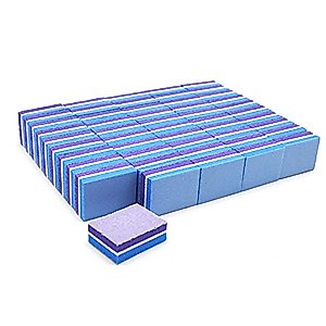 YUANBOO 50 Pcs/lot Colorful Mini Sponge Nail Files Double-Side 100/180 DIY Emery Board Nail Buffering Files Salon Manicure Art Tools (Color : Blue Purple)