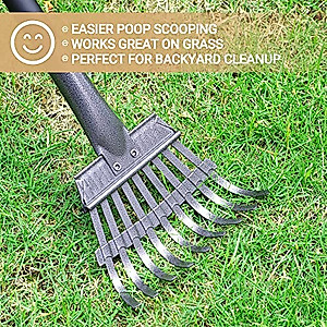 Heeyoo Dog Pooper Scooper, Dog Poop Tray and Rake Set, Pet Waste Removal Scoop with Long Adjustable Sectional Stainless Handles, 2 Pack