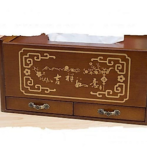 Living Room Home Creative Pumping Box Multifunctional Tissue Box Coffee Table Napkin Paper Box Wooden Remote Control Box Wood Mahogany Color Tissue Box Remote Control Storage Box (Brown)