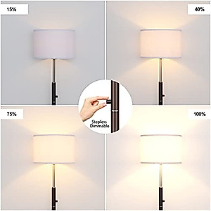 【Upgraded】 Dimmable Floor Lamp, 1000 Lumens LED Bulb Included, Floor Lamps for Living Room Simple Standing Lamp with White Lamp Shade, Modern Tall Lamps for Living Room Bedroom Office Dining Room