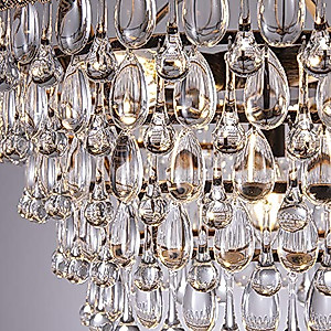 Wellmet Crystal Chandeliers, Farmhouse Tiers Crystals Light, Modern Hanging Pendant Lighting Ceiling Fixture for Foyer, Bathroom, Dinig Living Room, Kitchen Island