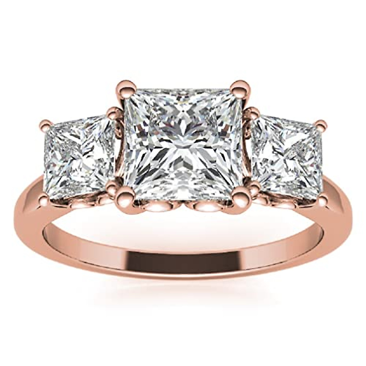 10K Solid Rose Gold Handmade Engagement Ring, 2 CT Princess Cut Moissanite Diamond Solitaire Bridal/Wedding Ring for Women/Her, Minimalist Ring Anniversary Ring For Gifts (4)
