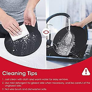 Unicook Non Stick Glazed Pizza Stone 10.25 Inch, Double Sided Pizza Stone for Oven and Grill, Round Baking Stone, Black Ceramic Cooking Stone, Thermal Shock Resistant, Perfect for Pizza, Bread, Cookie