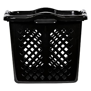 EGEN Home Logic 2 Bushel Lamper Plastic Laundry Basket with Silver Handles, Black