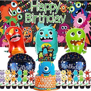 N05280-DXQ-MonsterBash Monster Bash Birthday Party Supplies Decorations Cake Topper Balloons Favors Backdrop Banner Decor