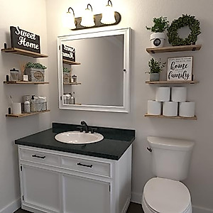 WOPITUES Floating Shelves Set of 6, Wood Floating Shelves for Wall Decor, Rustic Farmhouse Floating Shelves for Bedroom, Bathroom Shelves for Wall Storage, Book Shelves for Living Room-Rustic Brown