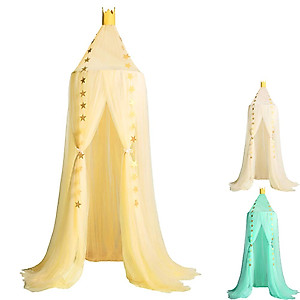 ESUPPORT Bed Canopy Princess Round Dome Bed Netting Cover Hanging Curtain Play Tent Mosquito Net Reading Nook Decoration