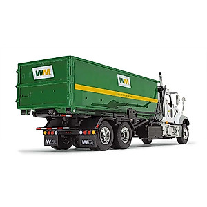First Gear Mack Granite Garbage Truck Waste Management White and Green with Tub-Style Roll-Off Container 1/34 Diecast Model FG10-4050D