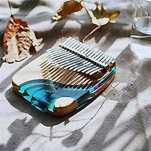 Hluru Resin Ocean Blue Kalimba | New 17 Key Whale Flat Board Thumb Piano No Screen Birthday Music Gifts
