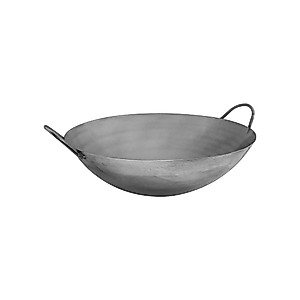 DBM IMPORTS 30" Carbon Steel Cantonese Style Wok Pan Gourmet Chef Frying Pan, Double Handle