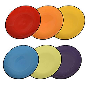 Klikel 6 Pack of Colored Salad Plates - Dishwasher And Microwave Safe Ceramic 8" Plate Set - Black Outside With Color Inside