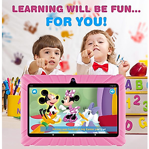 Contixo Kids Tablet - V8 32GB 7" Android Tablet for Kids, Includes 50+ Disney Storybooks & Stickers (Value $200), Kid-Proof Case, (2023 Model) - Pink