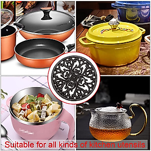 Sumnacon 1Pcs Round Cast Iron Trivet - 6.7 Inch Heat Resistant Iron Trivet for Hot Dish Pot Pan Plate Teapot, Rustic Cast Iron Hot Dish Plate Holder for Kitchen Dining Table Countertop Cooktop