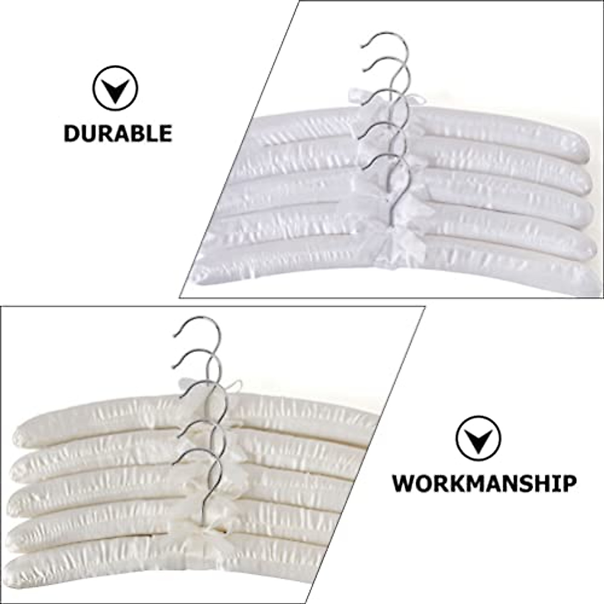 5Pcs Clothing Hangers, Felt Hangers Bride Hanger Padded Hangers Wedding Dress Hanger Anti Slip Fabric Hangers Satin Hangers for Sweaters Dresses Weddings Lingerie, Random Color