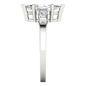 2.0 Ct Brilliant Marquise Cut Clear Simulated Diamond 14K White Gold Three Stone Engagement Promise Bridal Ring Size 10