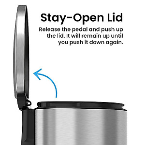 iTouchless 13.2 Gallon Step Trash Can with Odor Control System Stainless Steel, Semi-Round, 50 Liter Garbage Bin for Kitchen, Office, Home-Silent and Gentle Open/Close, Space Saving, SoftStep 13 Gal