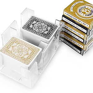 Brybelly Rotating Card Deck Tray | Standard Sized Playing Cards | Rotates in Any Direction | Clear | 9 Deck Tray