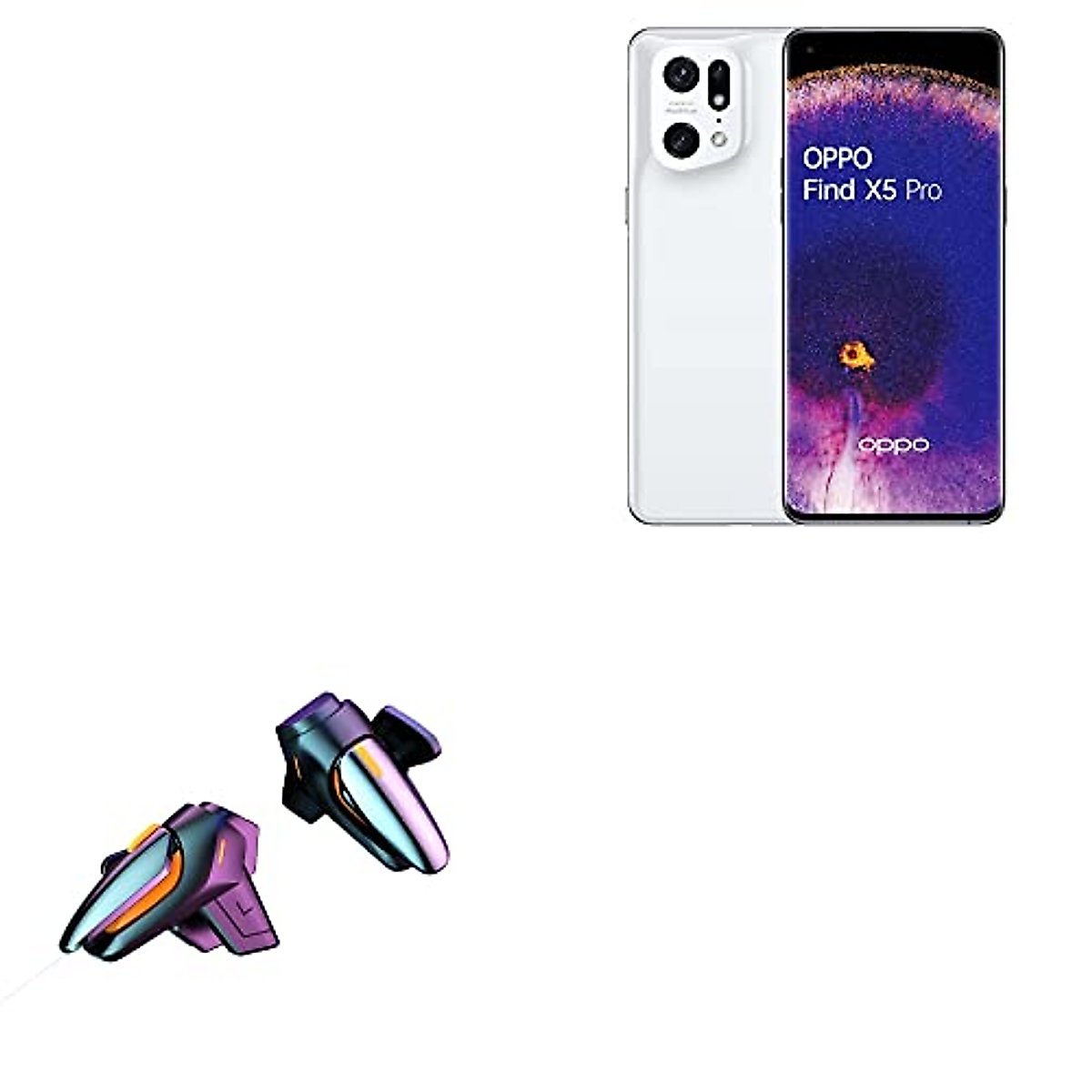BoxWave Gaming Gear Compatible with Oppo Find X5 - Touchscreen QuickTrigger, Trigger Buttons Quick Gaming Mobile FPS for Oppo Find X5 - Jet Black