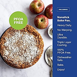 Granitestone Bakeware Round Baking Pan, Nonstick 9 Inch Round Cake Pan, Dishwasher Safe Circle Cake Pan for Cake, Cheesecake and More, Even Heating, No Warp, Healthy and Toxin Free Cake Tin- 9.5”x 2”