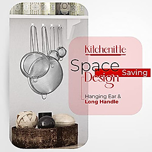 Kitchenitte Set of 4 Fine Mesh Strainer - Sieve Fine Mesh Stainless Steel Strainers - 2.2", 2.8", 4.7", and 7.1" Sizes - Ultra Durable Sieve, Kitchen Strainer Set for Sifting, Straining, Draining