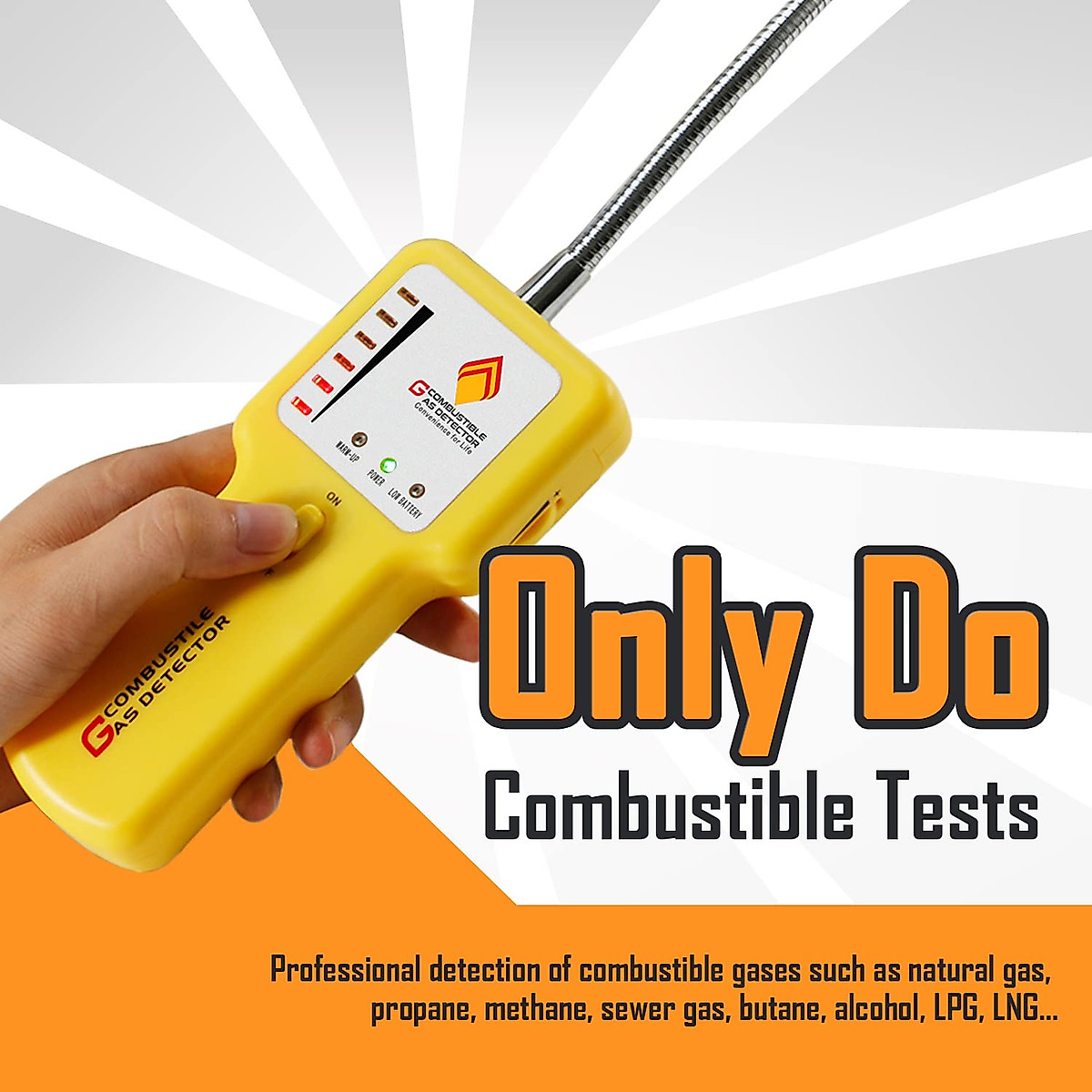 VITITE Natural Gas Detector, Propane Detector, Portable Gas Sniffer, for Locating The Source of Combustible Gas Leaks Like Fuel, Methane, LPG, Sewer Gas in Home, RV, and Gas Pipes