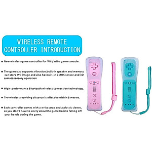 ZeroStory 2 Packs Wireless Controller and Nunchuck for Wii and Wii U Console, Gamepad with Silicone Case and Wrist Strap (Pink and Blue)