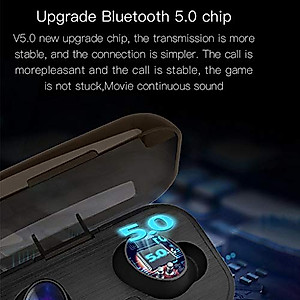 Headset Earphone Stereo Twins in-Ear Wireless Mini Sports Headphone Bluetooth 5 Bluetooth Headset (Black, One Size)