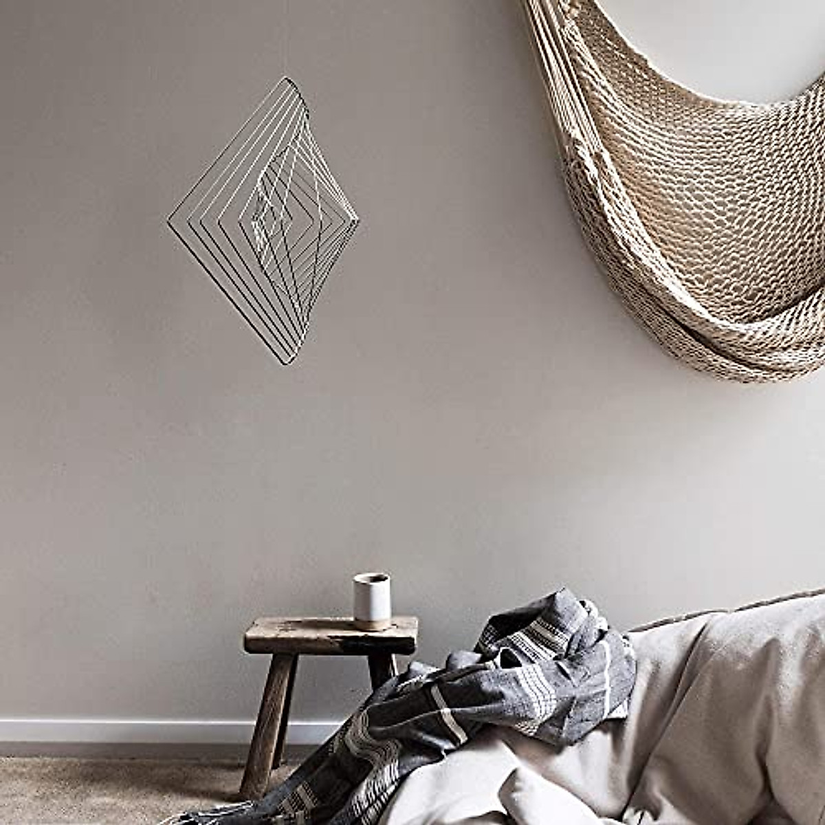 Atellani Square Wave | The Mesmerizing Kinetic Wind Spinner | Magical Calming Art Piece by Ivan Black (Silver)